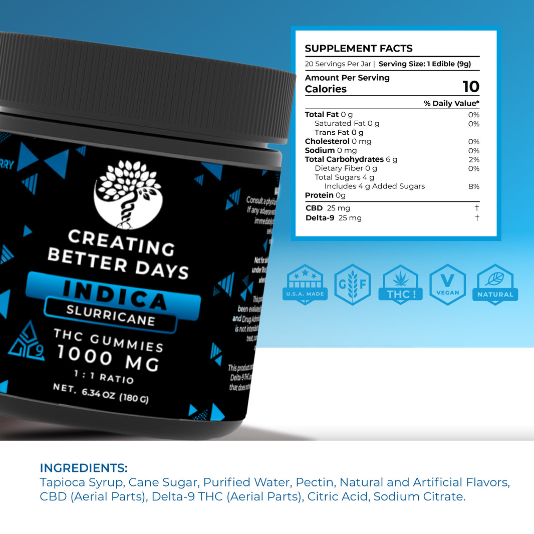 Premium Slurricane (Indica) Delta 9 Gummies 1000 MG For Sale